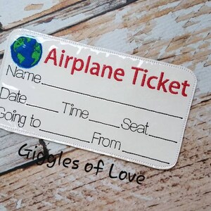 Pretend Play Reusable Airline Ticket - Embroidery Handmade Child Gift ...