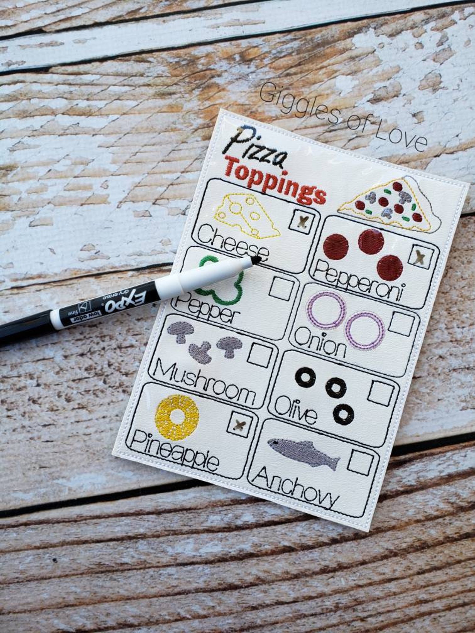 Pretend Play Pizza Menu Form: Reusable Toy With Marker - Etsy