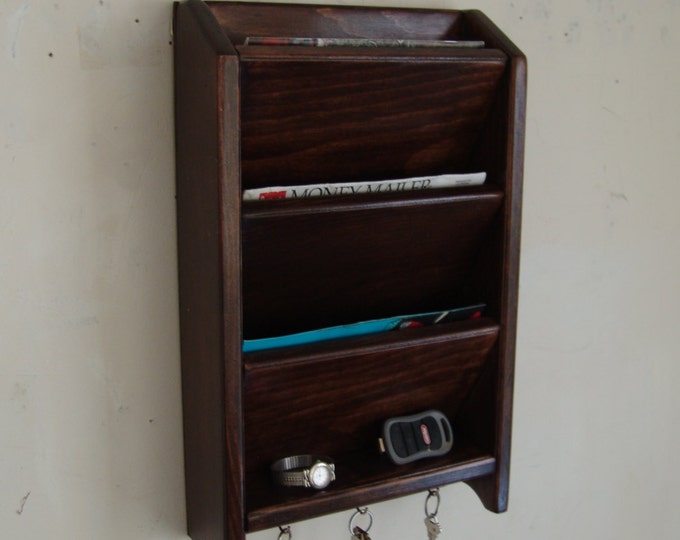 18 Mail Letter Rack Handcrafted Wooden Organizer Key Holder Sorter Wood ...