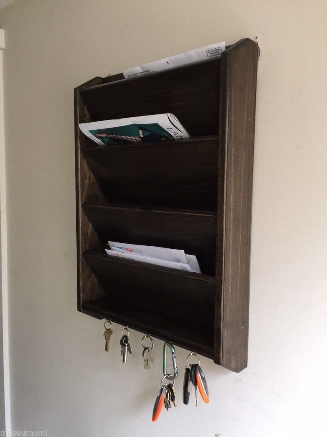 4 Pocket 24 tall Mail Letter Organizer Handcrafted Wood | Etsy