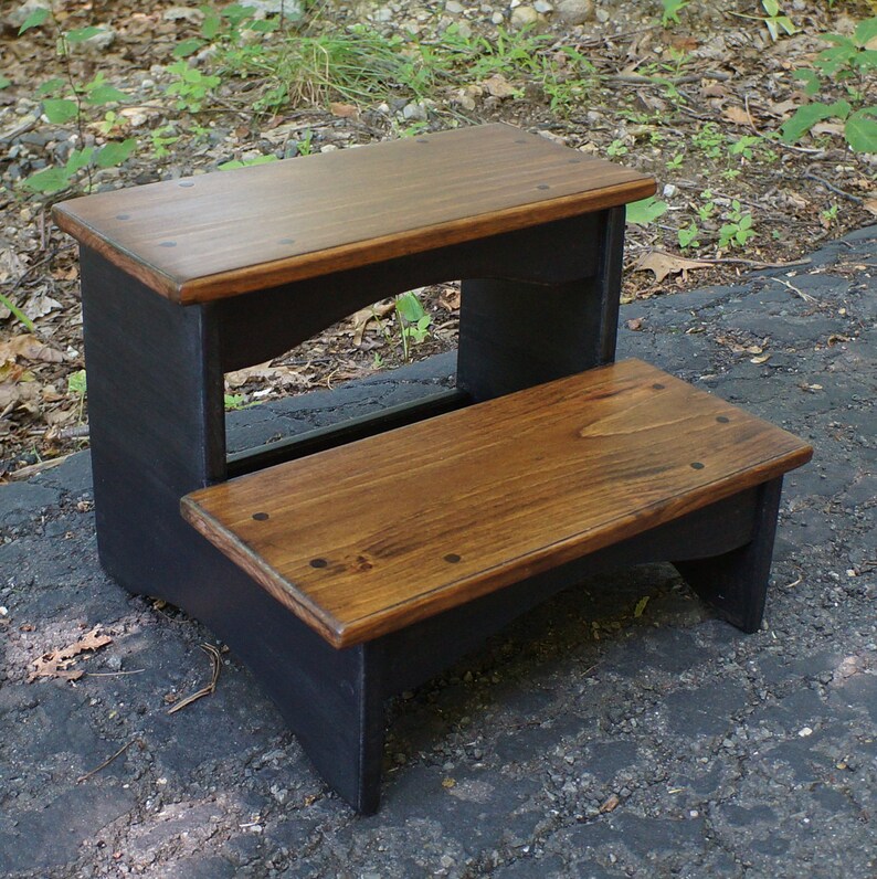 Handcrafted Heavy Duty 2 Step Stool Solid Wood Bedside | Etsy