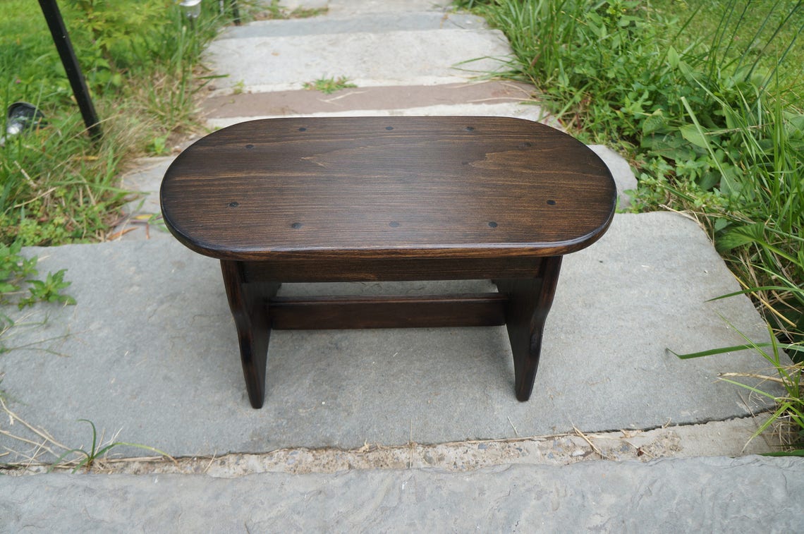 Handcrafted Heavy Duty Oval Step Stool Solid Wood Bedside - Etsy