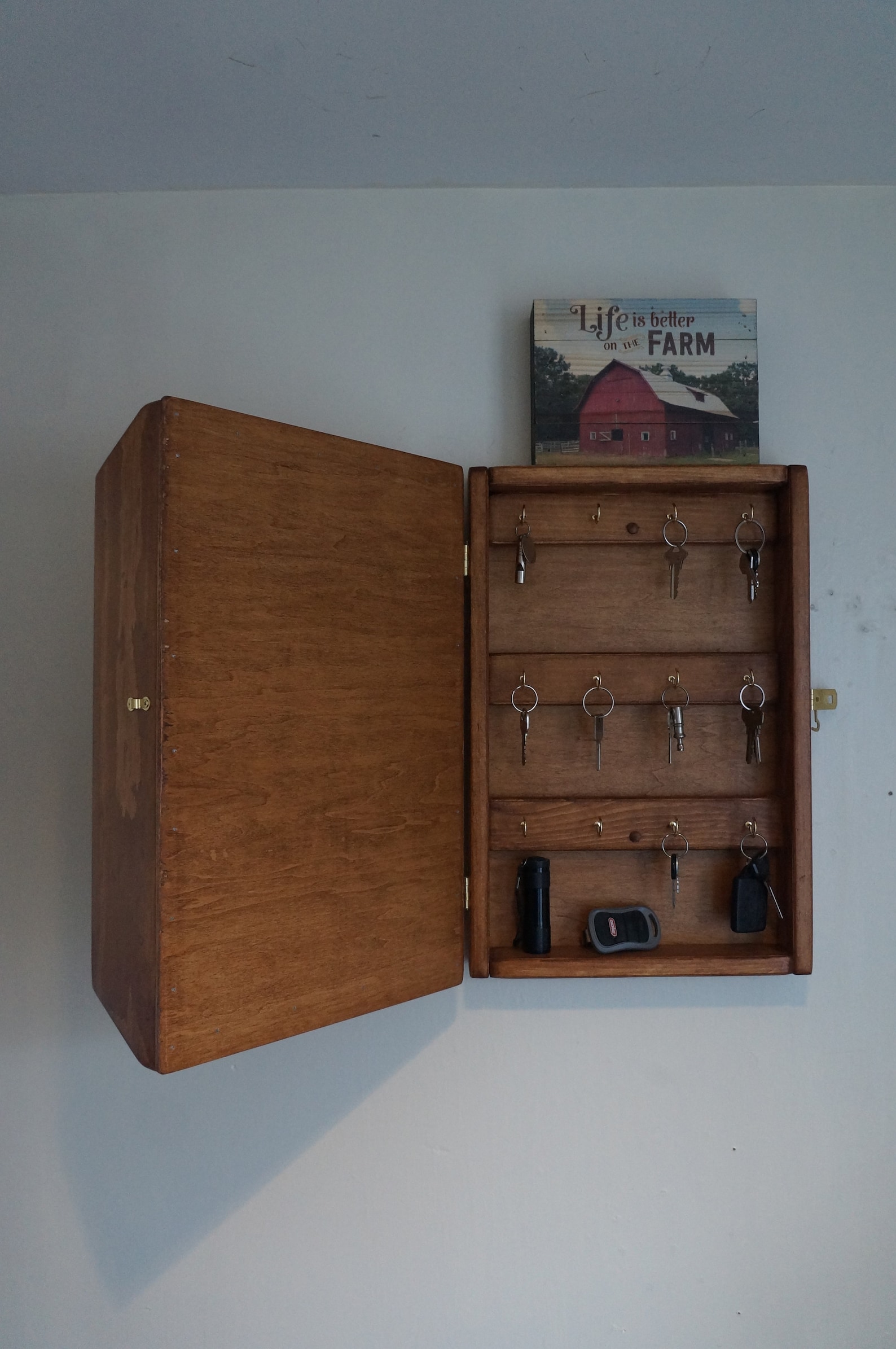 18h Hidden Key Box & Mail Organizer Handcrafted Wooden | Etsy