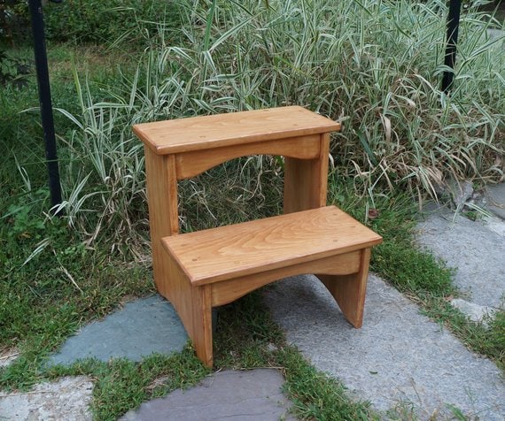 Handcrafted Heavy Duty Wooden Step Stool 16 EXTRA Tall | Etsy