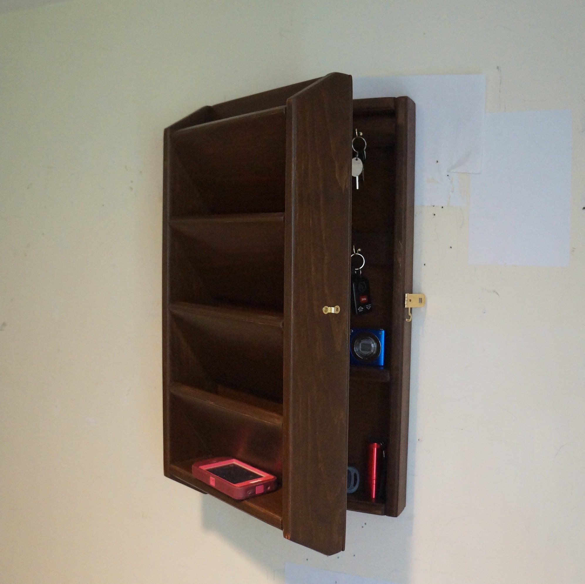 Custom 4 pocket 2 Shelves Hidden Key Box & Mail Organizer - Etsy Nederland