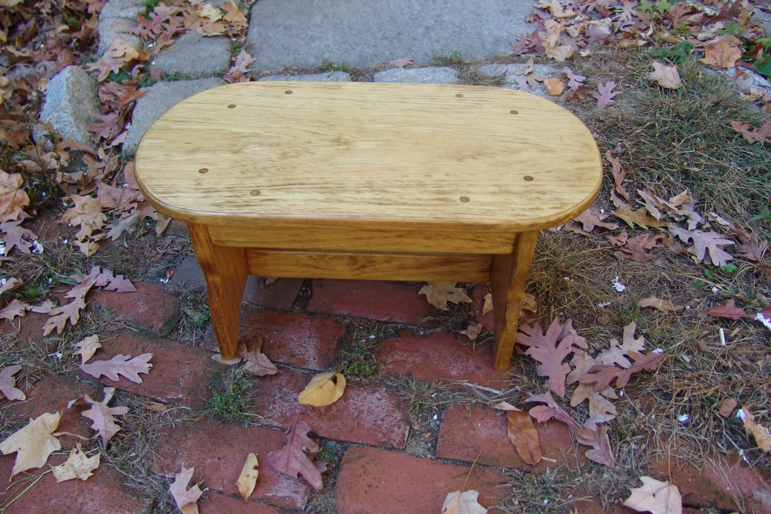 Handcrafted Heavy Duty Oval Step Stool Solid Wood Bedside | Etsy