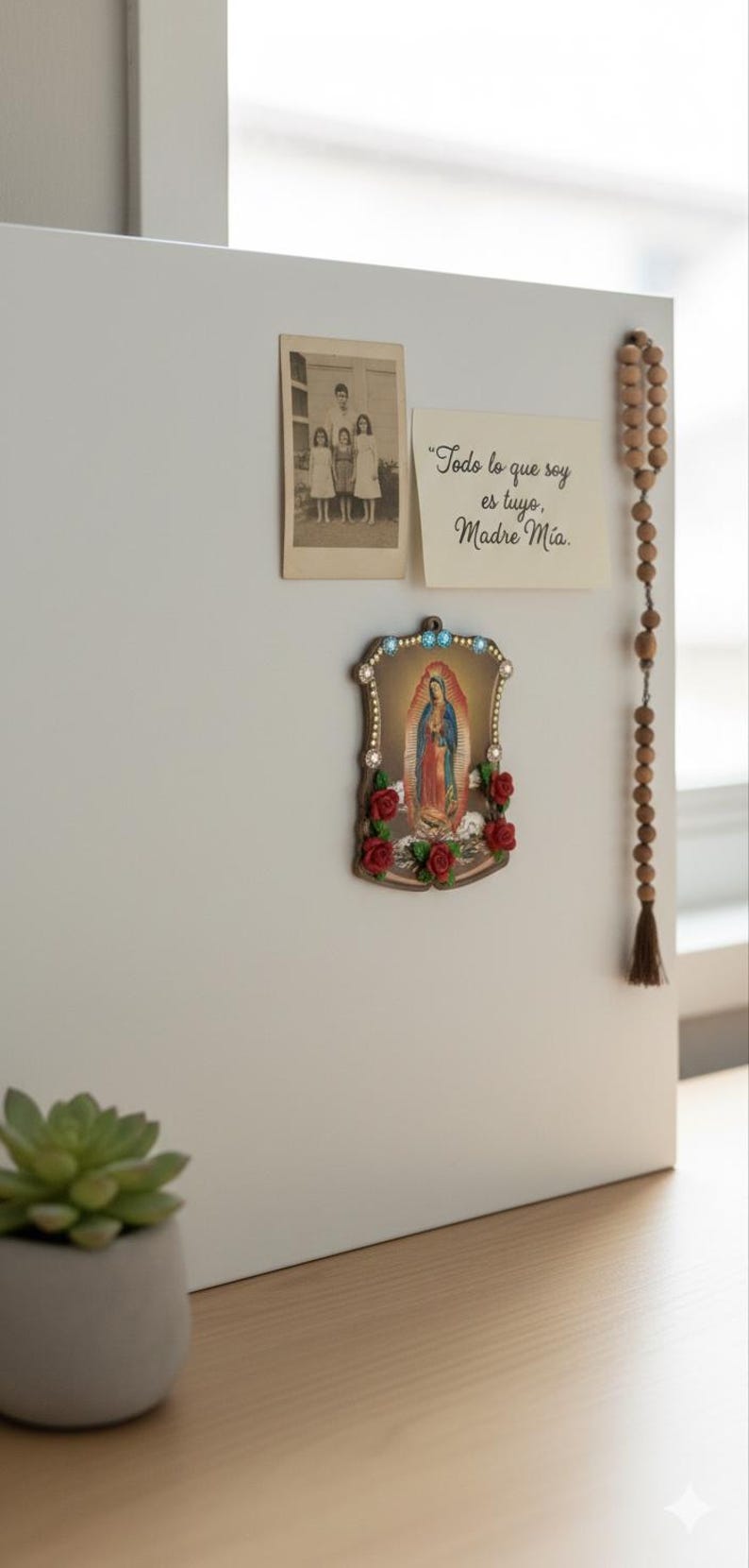 Handcrafted Virgin Mary Magnet - Wooden Base and Cold Porcelain Details ...