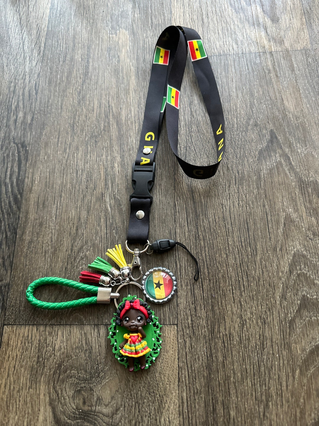 Personalized Lanyard Ghana Flag / Ghana Flag Key Chain Doll Porcelain ...
