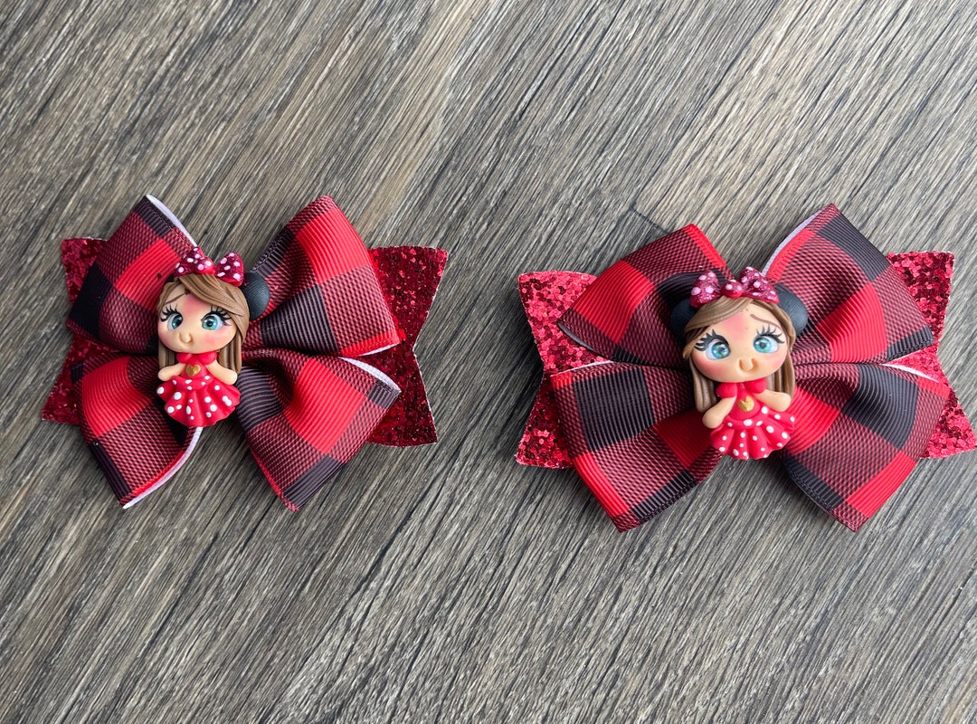 Set Doll Bow / Red Mouse Girl Hair Brown, Red Bow, Hair Bows, Red Bows ...