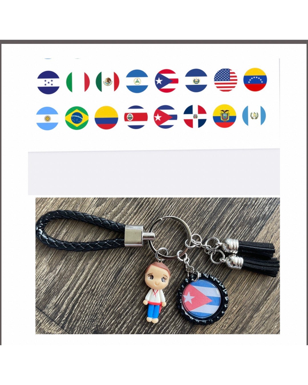 Country Flag Keychain for Men Handmade Porcelain Key Holder Key Bag Men ...