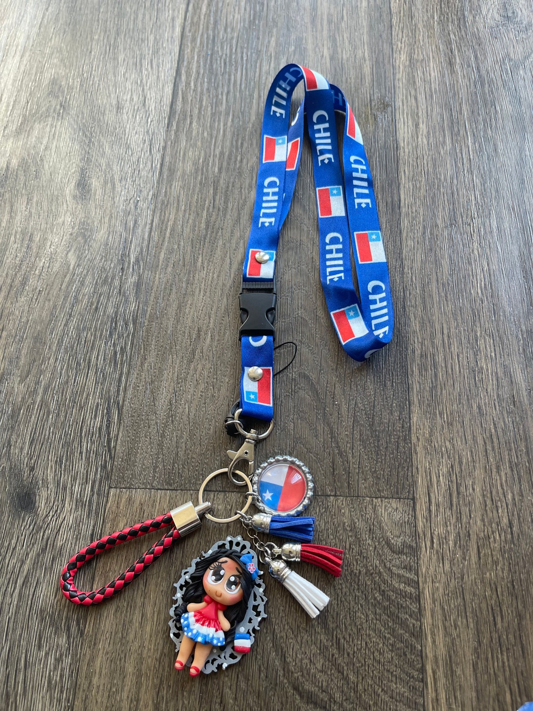 Chile Republic Keychain Country Flag Handmade 3D Doll Lanyard Chile Key ...