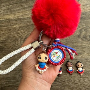 Llavero De Belice Bandera De País Hecho a Mano 3D Muñeca Pompón Llavero ...