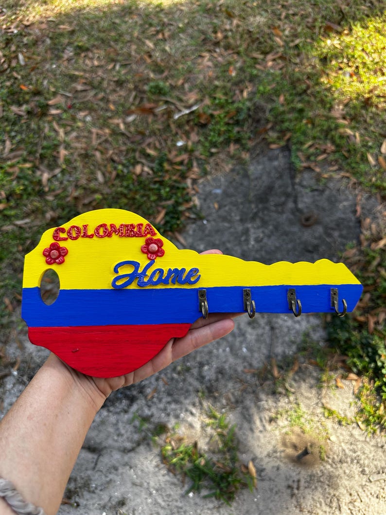 Colombian Flag Wooden Key Holder – 'home' Wall Decor - Etsy