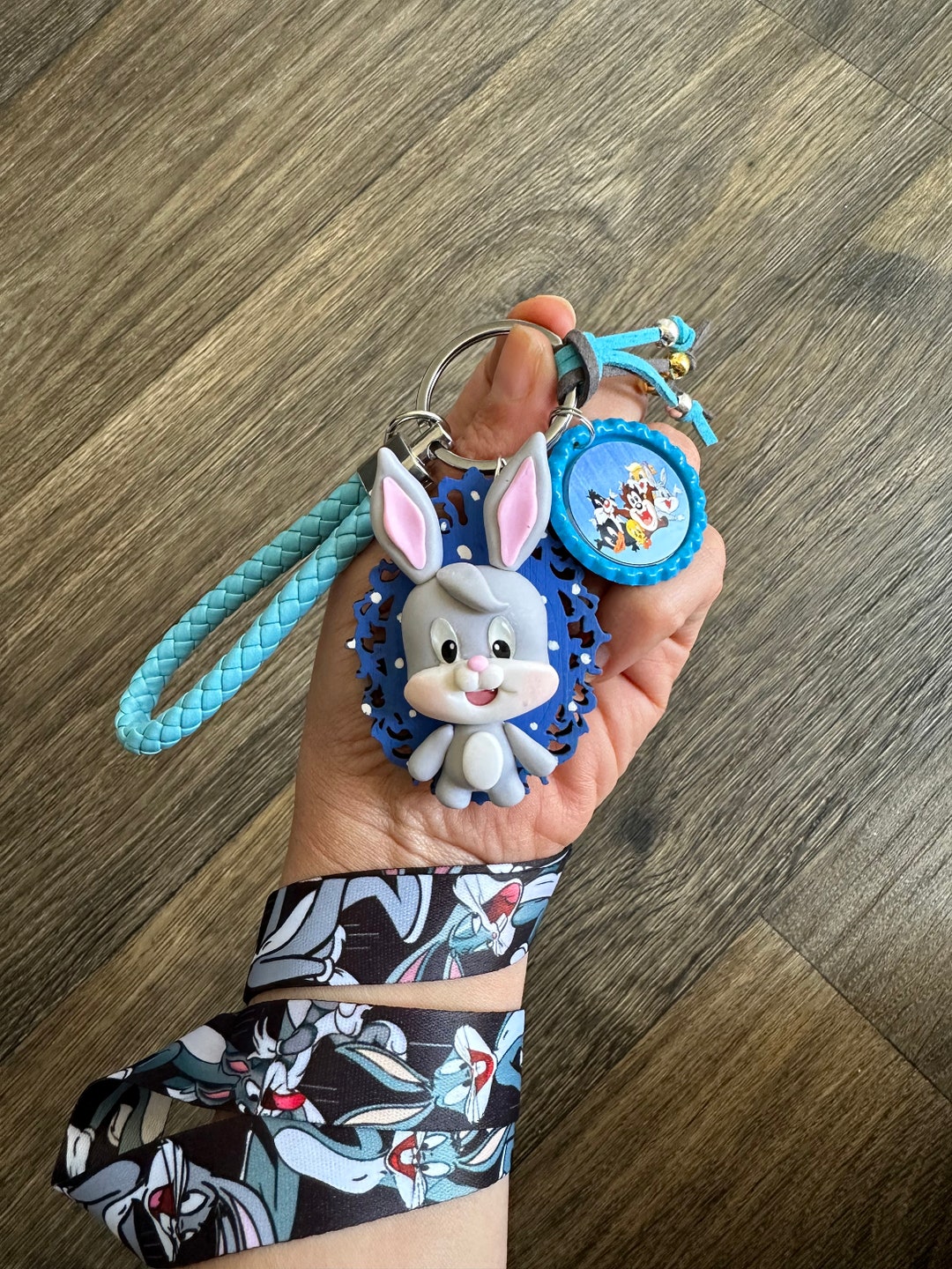 3D Keychains Rabbit , Keychain, Bunny Handmade Porcelain Keychain ...