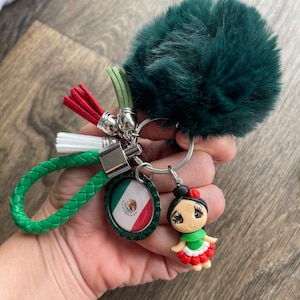 Personalized Mexico Keychain Gift Flag Artistic Handmade 3D Doll Pompom ...