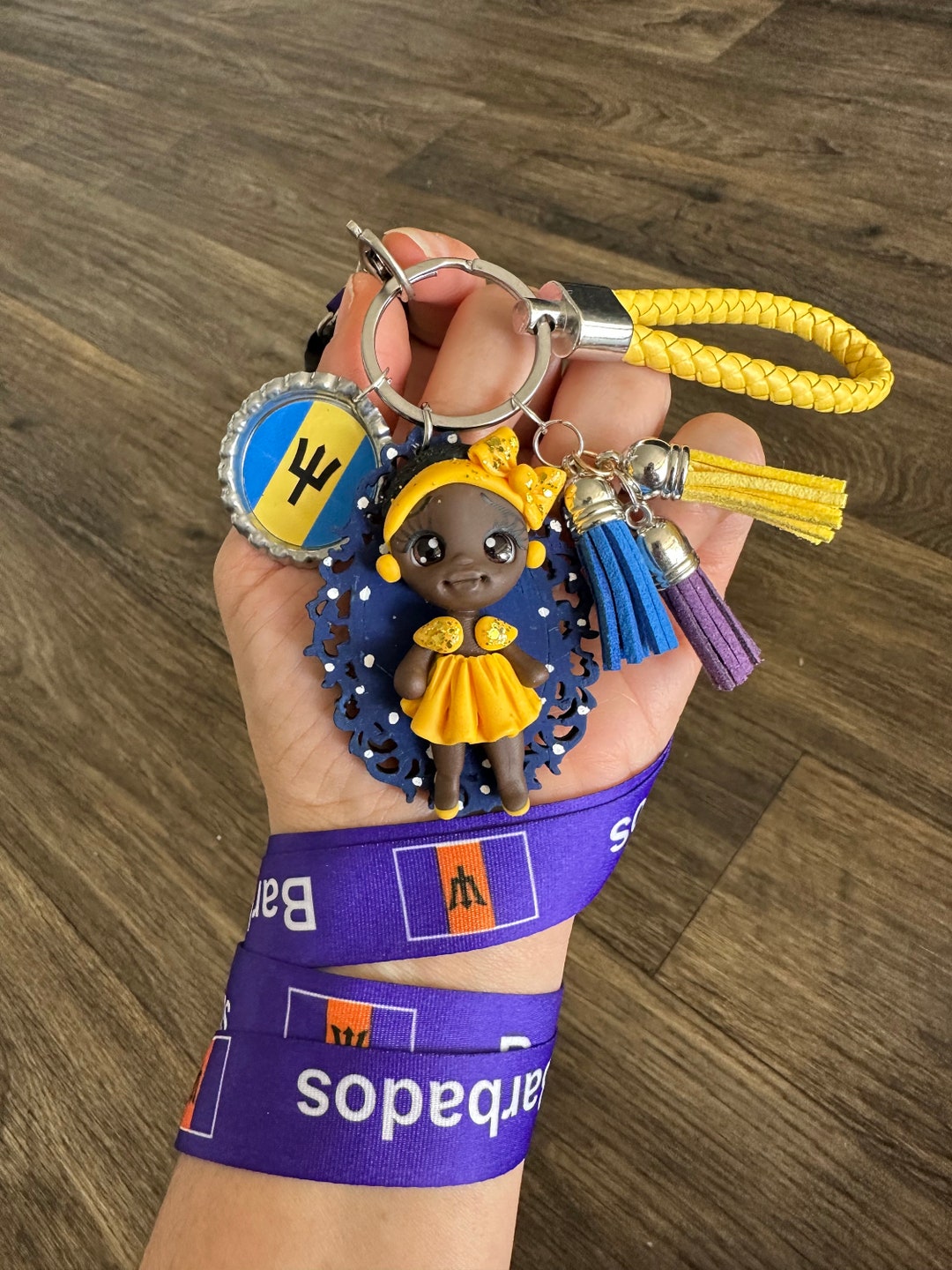 Personalized Lanyard Barbados Flag / Barbados Flag Key Chain Doll ...