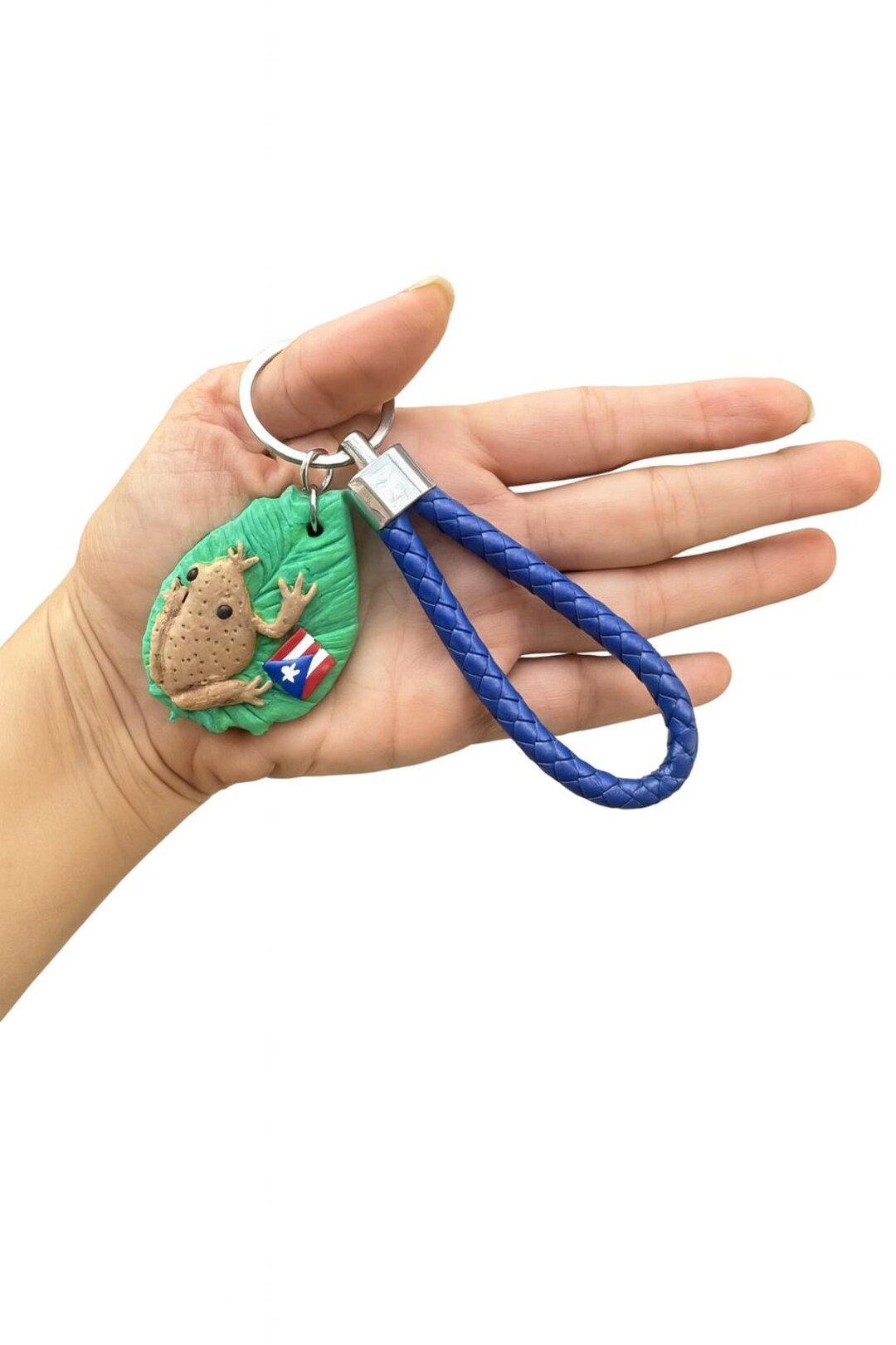 Handmade Porcelain Coqui Keychain With Puerto Rican Flag, Boricua Pride ...