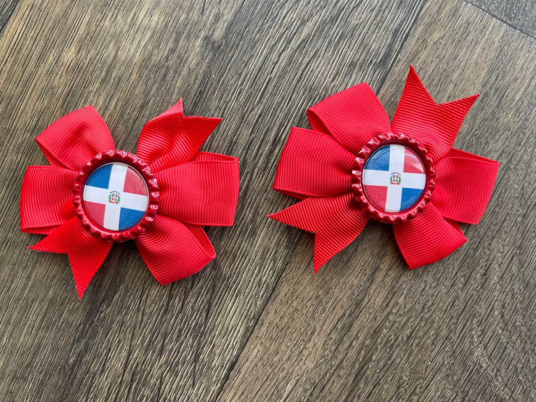 Dominican Republic Flag Hair Bow Clip. Hair Clip Bun in Dominican Arch ...