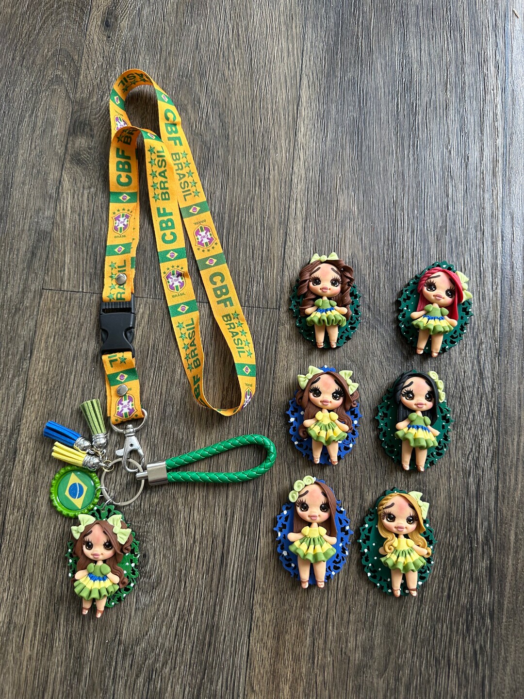 Personalized Brazil Keychain Gift Flag Artistic Handmade 3D Doll Pompom ...