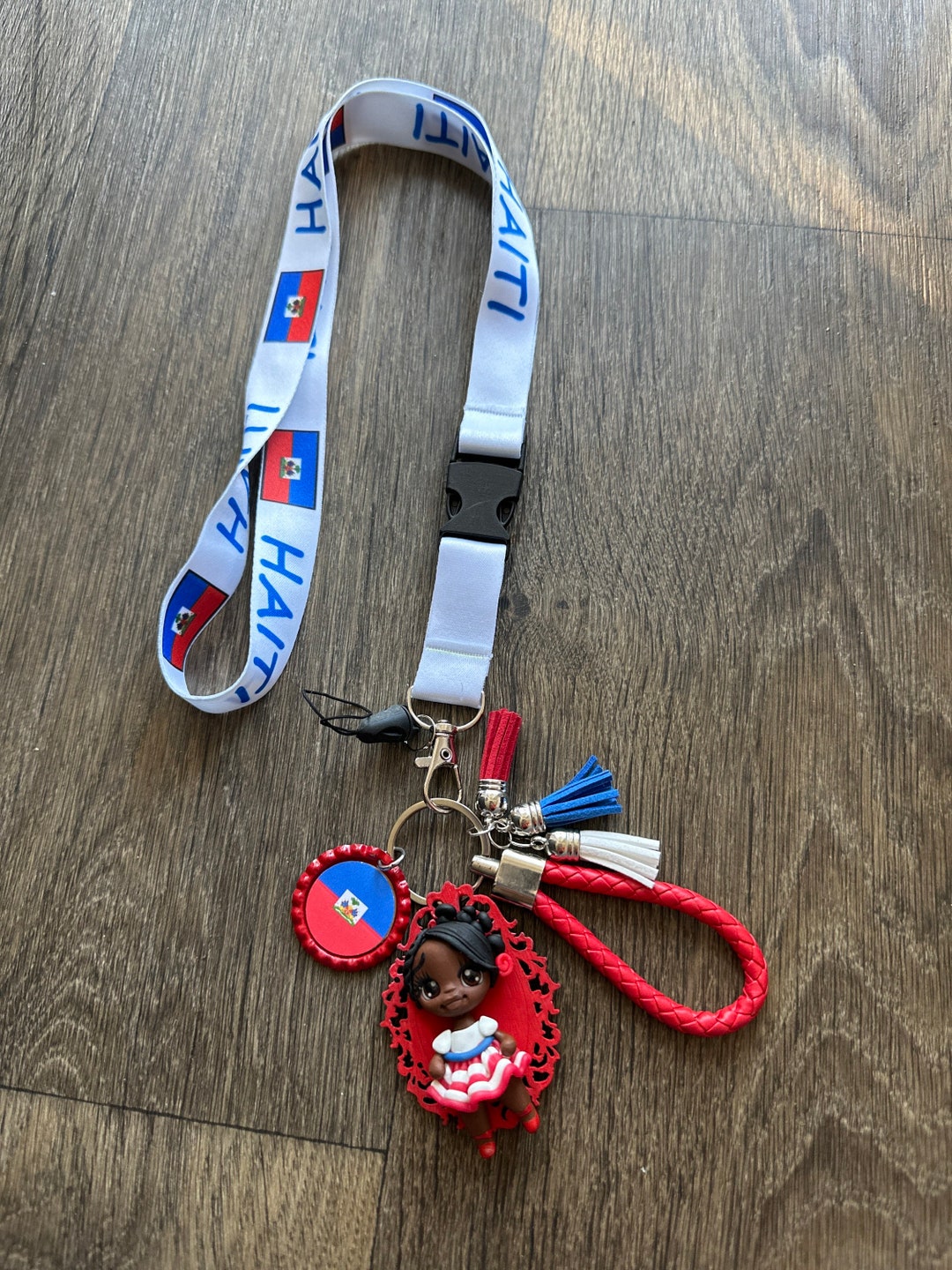 Haiti Keychain Haitian Country Flag Handmade 3D Doll Lanyard Key Chain ...