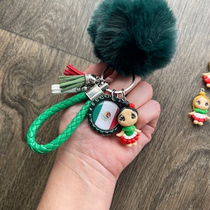 Personalized Mexico Keychain Gift Flag Artistic Handmade 3D Doll Pompom ...