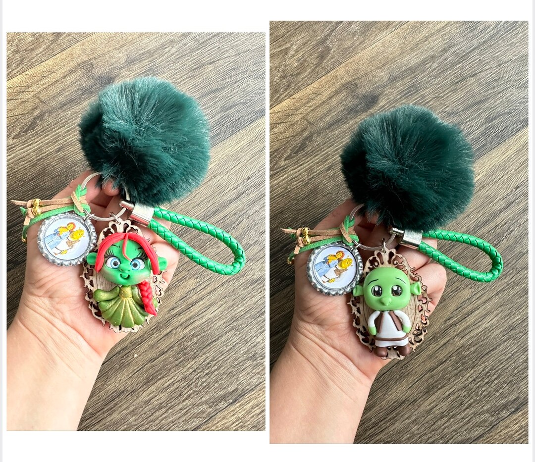 Green Ogre and His Princess Shrek and Fiona Keychain / - Etsy