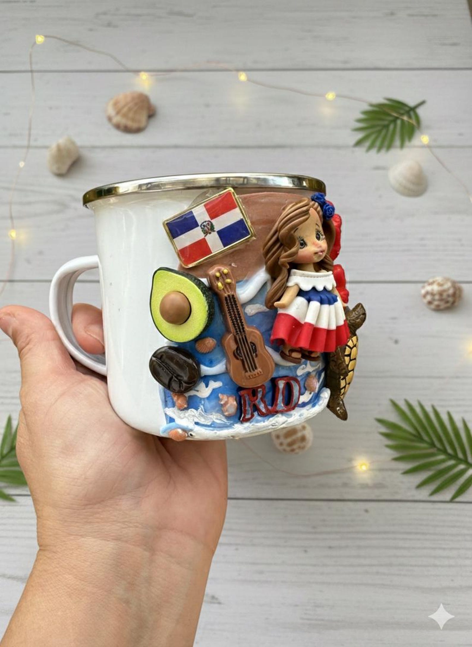 Handmade Dominican Doll Mug, Porcelain Coffee Cup, 12 Oz - Etsy