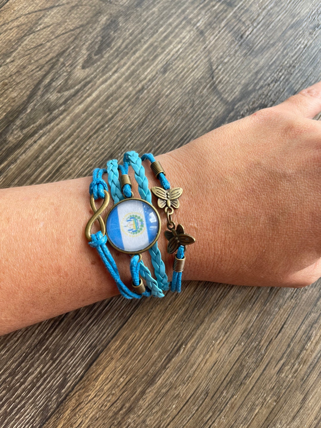 San Salvador Bracelet Salvador Country Flag Salvador Flag Bracelet