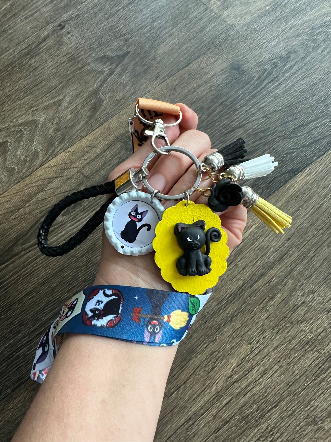 Handmade Black Cat Keychain/anime Figurine/cats Lover Gift/jiji Lanyard ...