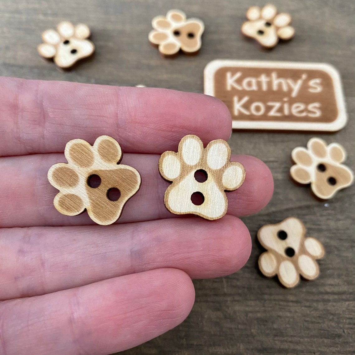 Birch Wood Laser Cut Pet Paw Buttons 3/4 Inch Ideal Fror - Etsy
