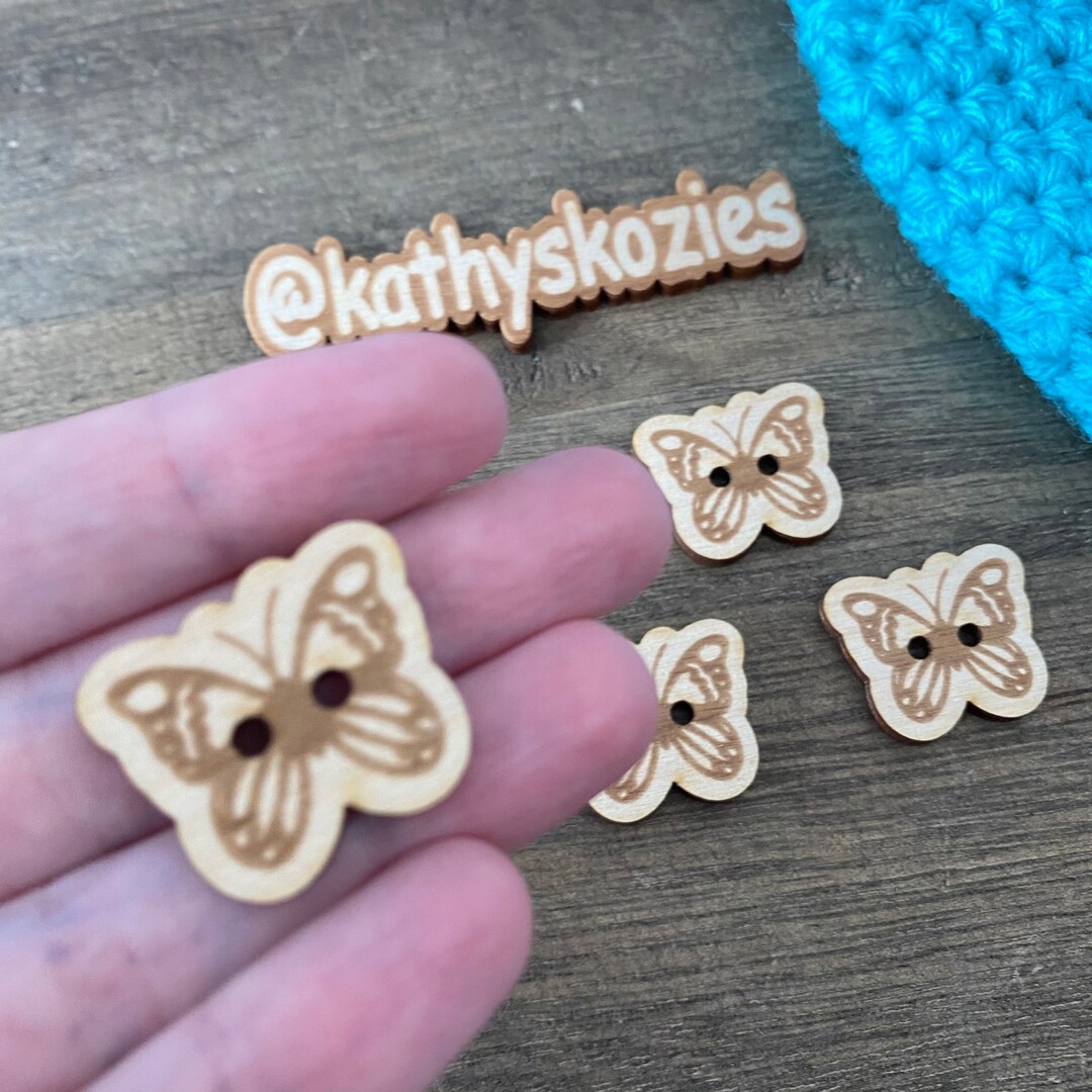 Butterfly Buttons Birch Wood Laser Cut 1 Inch Ideal Fror Crochet and ...