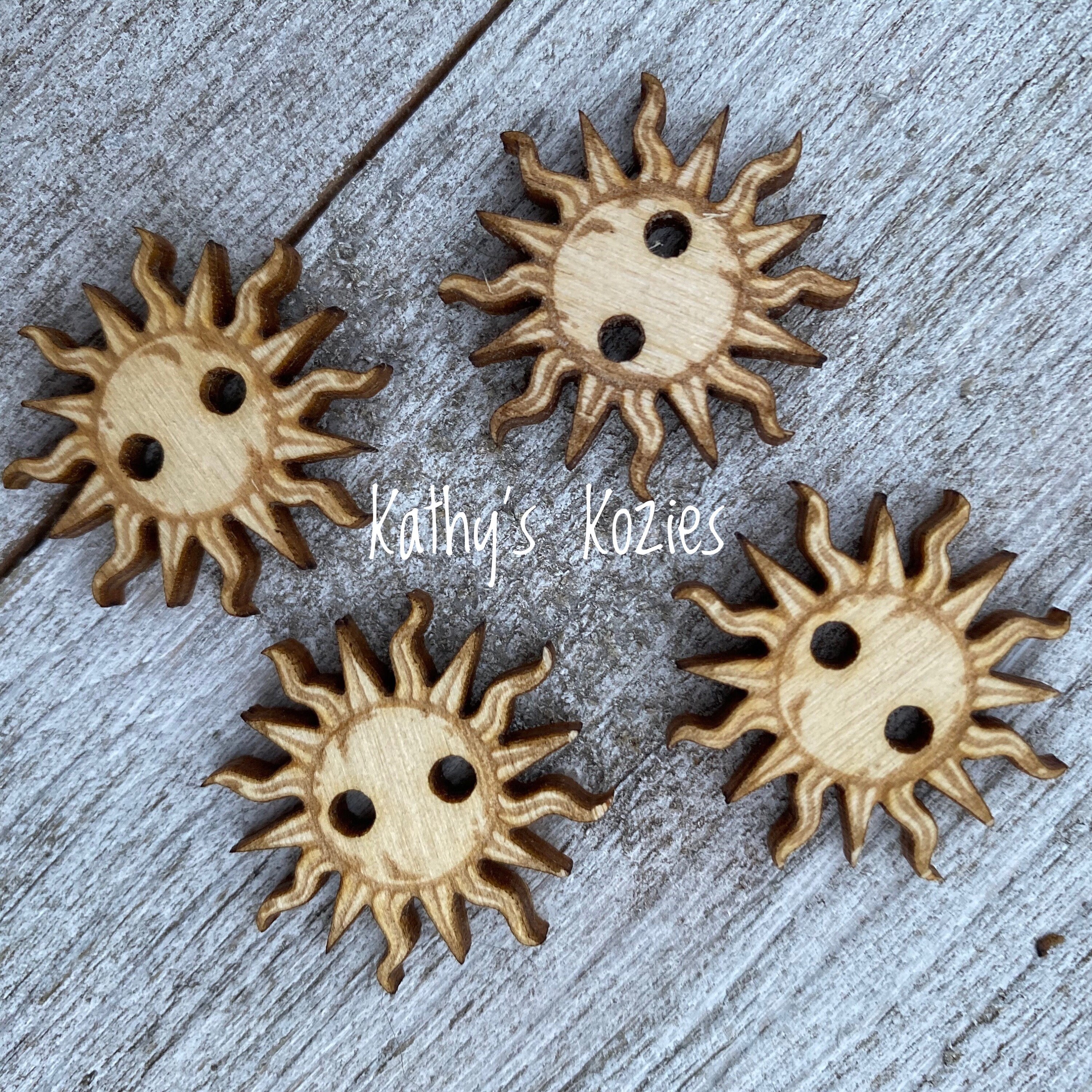 Birch Wood Laser Cut Sun Buttons 1 Inch Ideal Fror Crochet and - Etsy