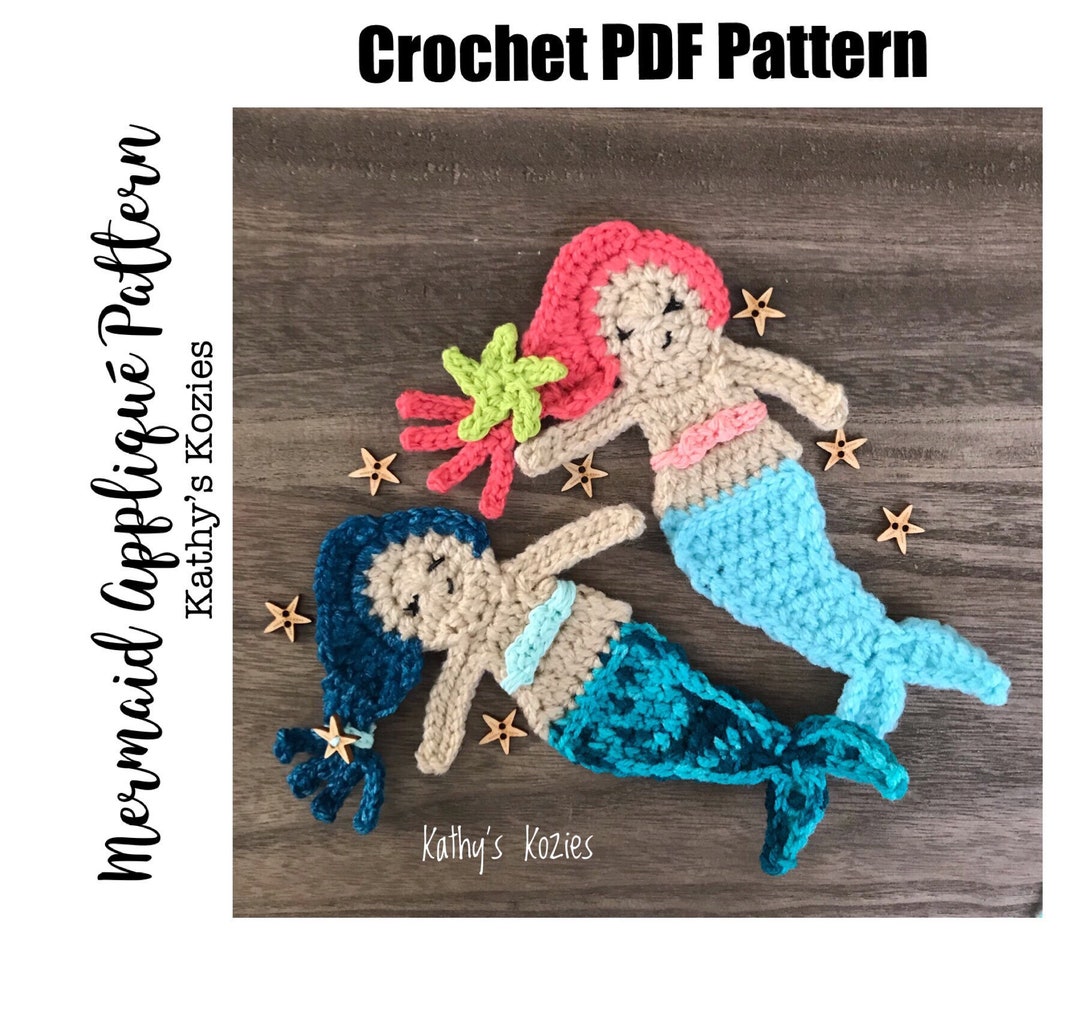 PDF PATTERN ONLY Crochet Mermaid Appliqué Pattern - Etsy