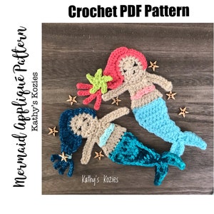 PDF PATTERN ONLY Crochet Mermaid Appliqué Pattern - Etsy