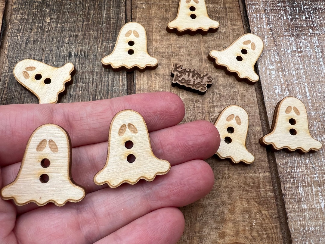 CLEARENCE RTS - Ghost Button/ 1 Inch /birch Wood Laser Cut/ Ideal for ...