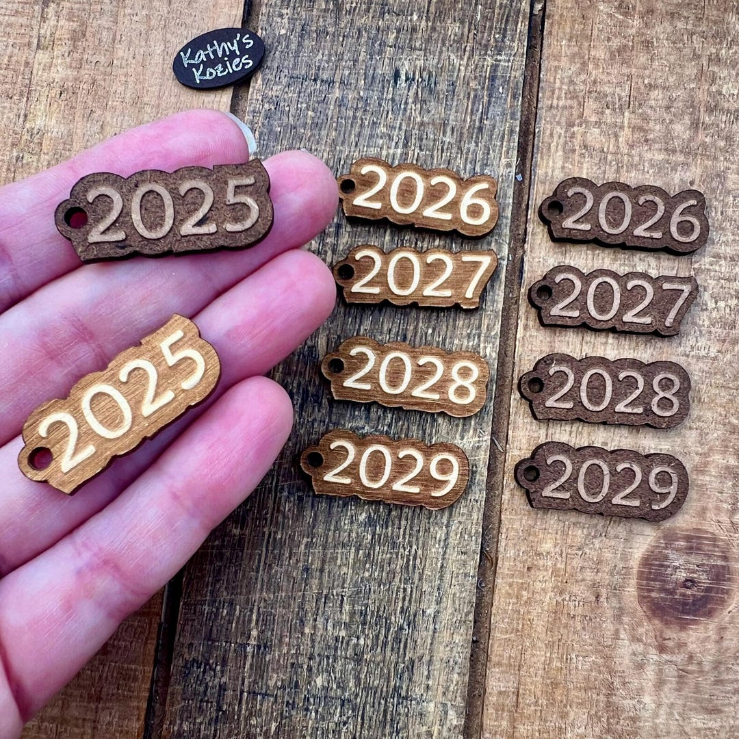 2025, 2026, 2027 Wood Charm / Birch or MDF / Laser Cut & Engraved ...
