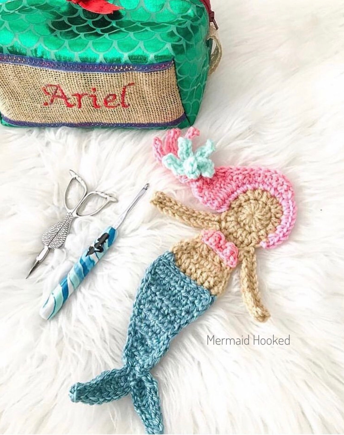 PDF PATTERN ONLY Crochet Mermaid Appliqué Pattern - Etsy