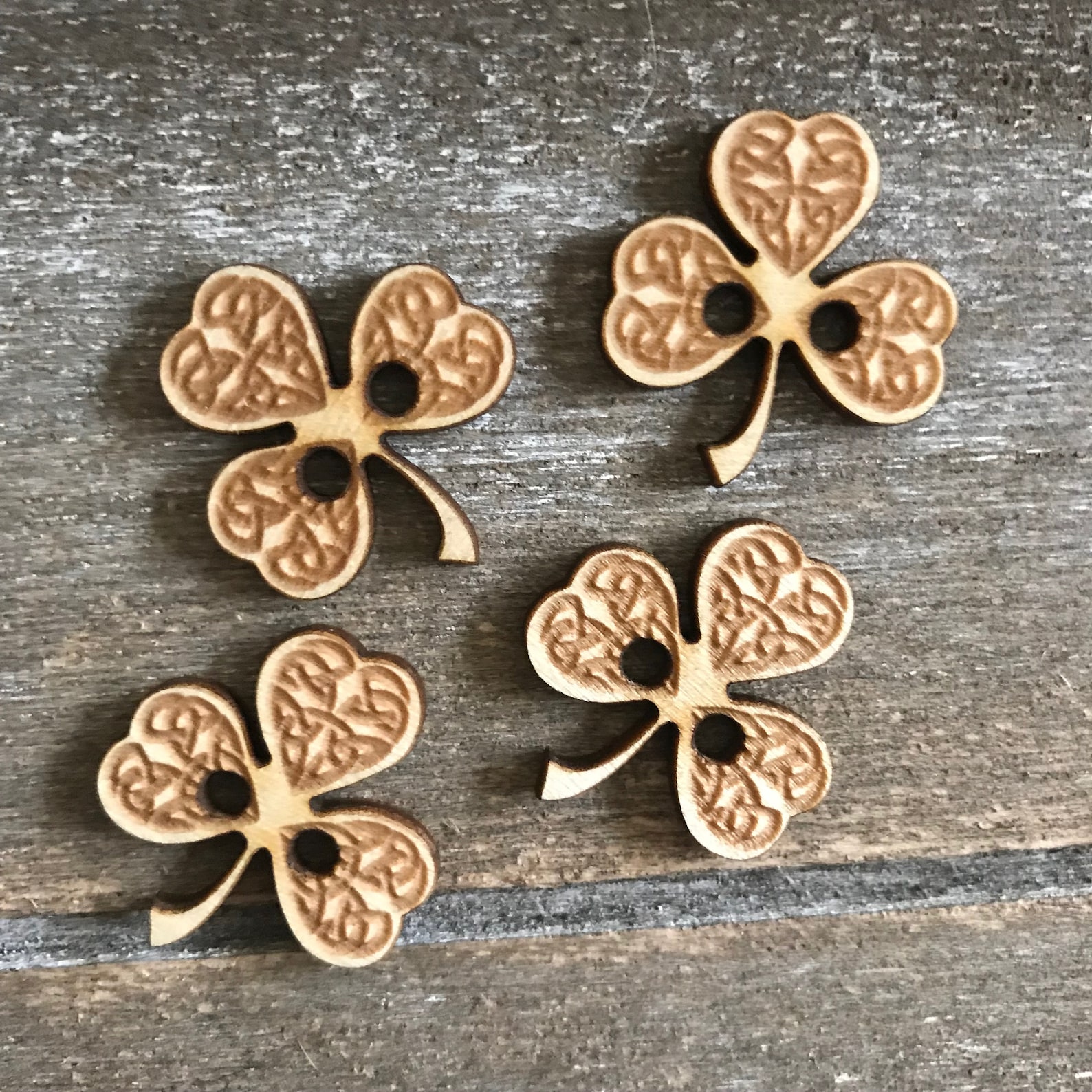 Celtic Shamrock Buttons Birch Wood Laser Cut and Engraved 1 - Etsy