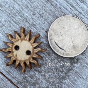 Birch Wood Laser Cut Sun Buttons 1 Inch Ideal Fror Crochet and Knit ...