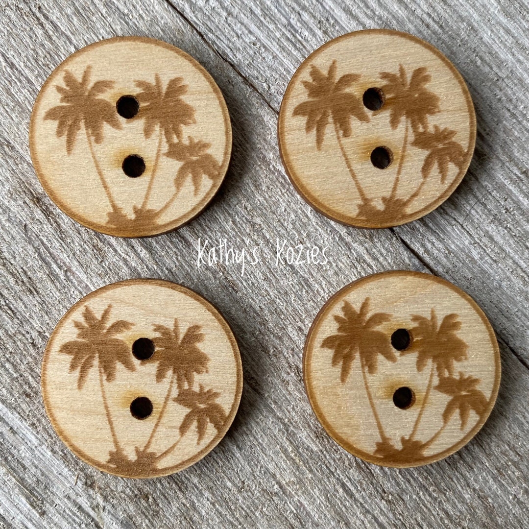Palm Tree Buttons / Birch Wood Laser Cut/ 1 Inch Ideal Fror - Etsy