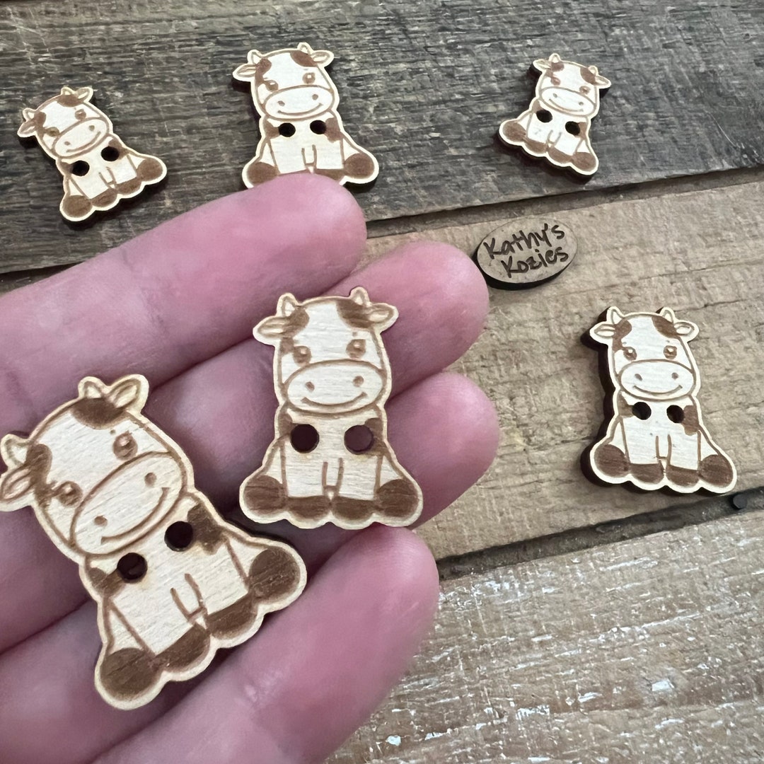 COW Buttons / Birch Wood Laser Cut 1 Inch OR 1.25 Inch / Ideal for ...