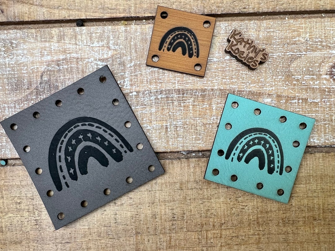 RAINBOW Image Patch/ 1 Inch Square / Faux, Vegan Leather, Leatherette ...