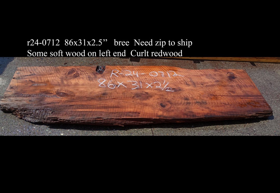 Curly Redwood | DIY Craft Wood | Desk | Redwood Slab | R24-0712 - Etsy