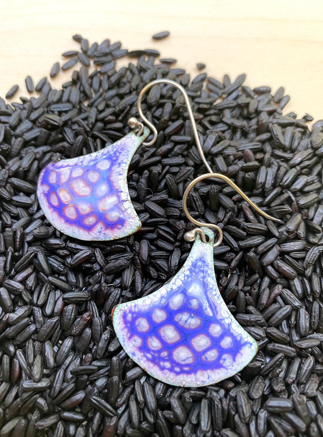 Violet ' Ombré - Poi Pounder S'hape - Glass Enamel Earrings, Hawaiian ...