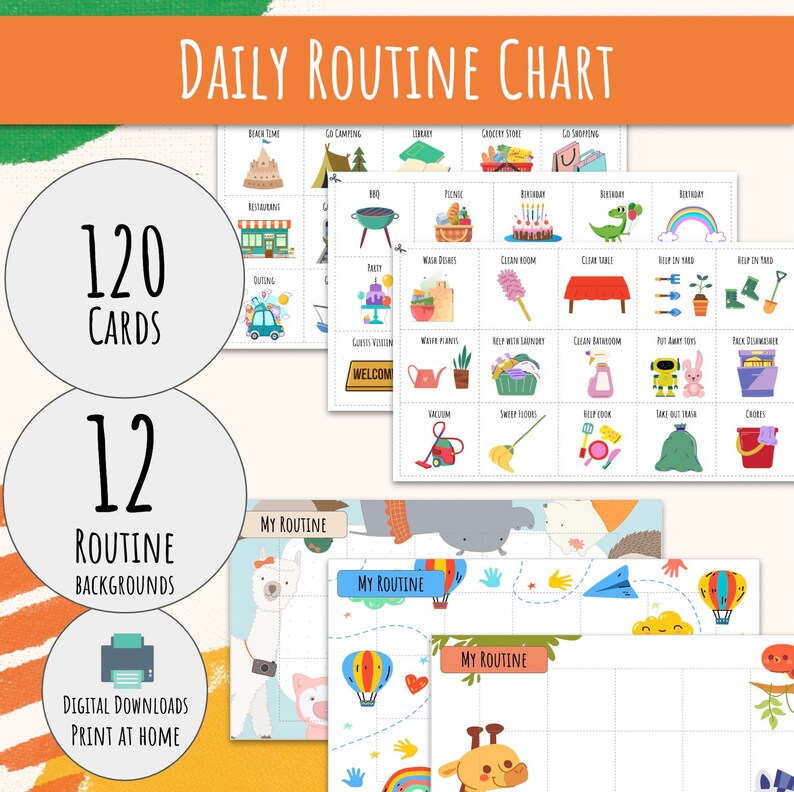 Kids Daily Routine Chart. Cut-out Activity Cards. Kids Activity Chart ...