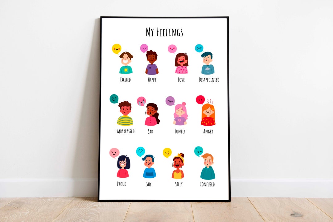 Kids Feelings Chart Poster, Feelings Chart, Emotions Chart, Educational ...