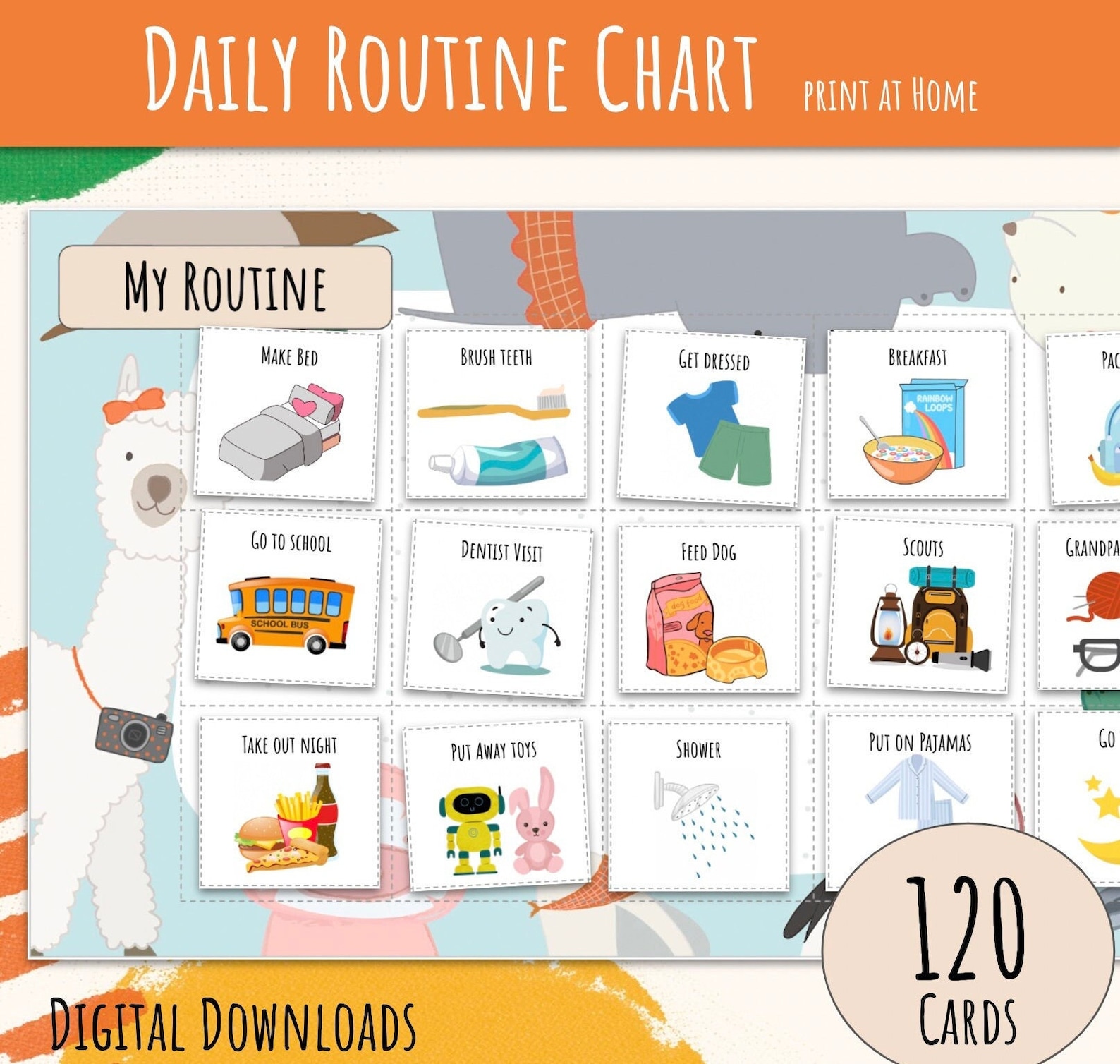 Kids Daily Routine Chart. Cut-out Activity Cards. Kids Activity Chart ...