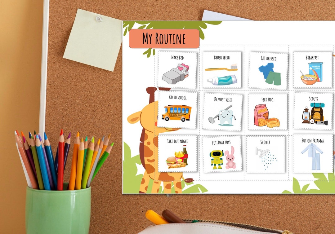 Kids Daily Routine Chart. Cut-out Activity Cards. Kids Activity Chart ...