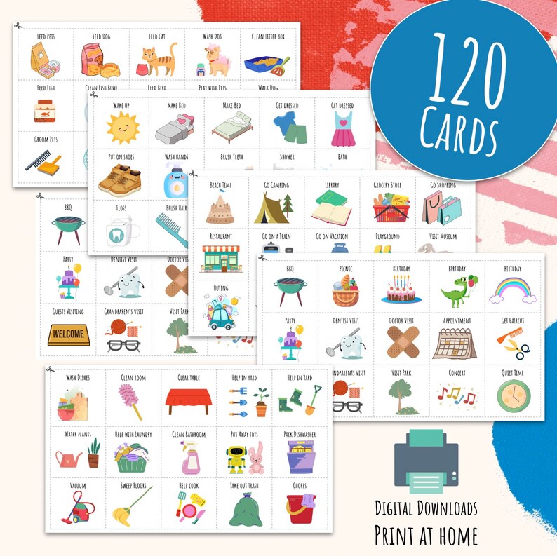 Kids Daily Routine Chart. Cut-out Activity Cards. Kids Activity Chart ...