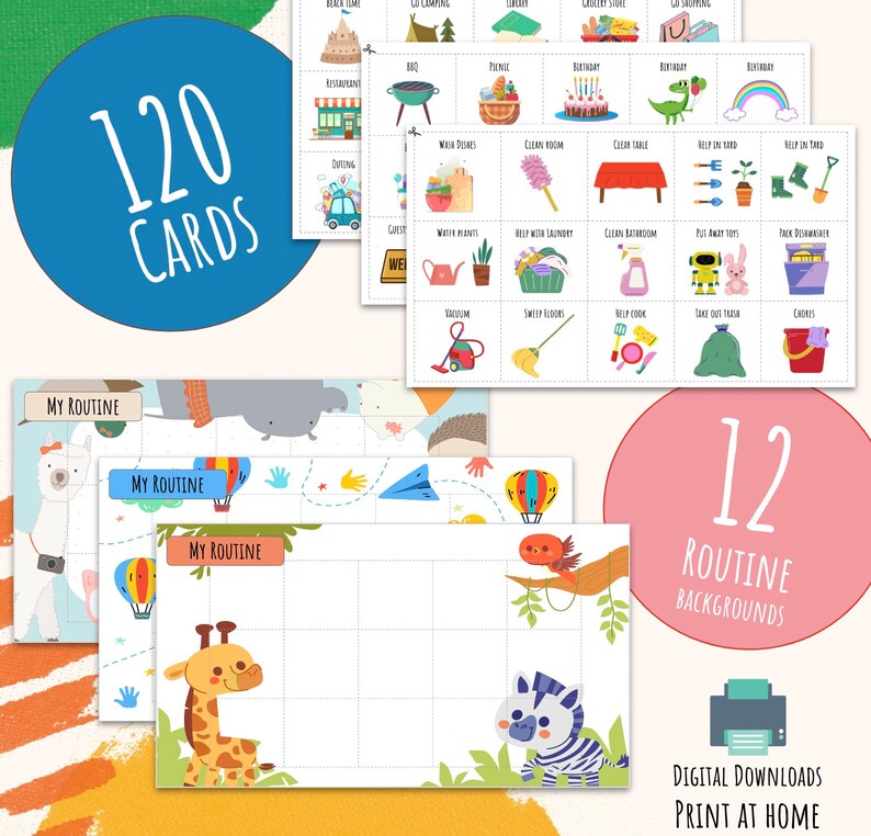 Kids Daily Routine Chart. Cut-out Activity Cards. Kids Activity Chart ...
